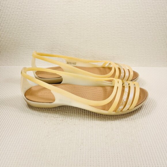 CROCS | Shoes | Crocs Isabella Jelly Pearl White Bronze Strappy Comfort ...